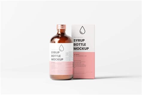 12 Free Syrup Bottle And Packaging Box Mockups Set Pacagemockup