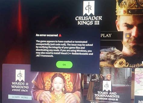 An Error Occurred Pop Up When Attempting To Launch Rcrusaderkings