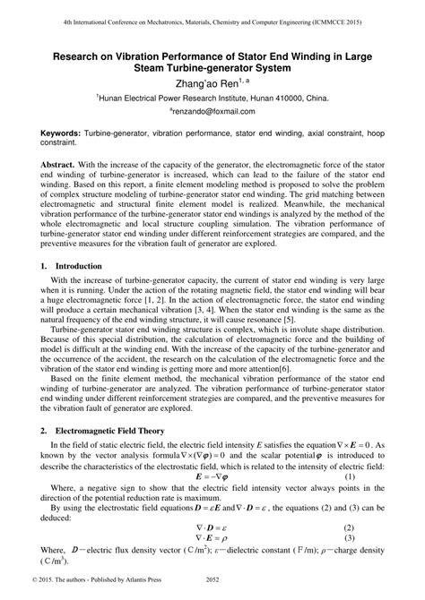 Pdf Research On Vibration Performance Of Stator End Winding In Large Steam Turbine Generator