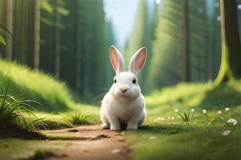 Premium AI Image Rabbit On The Forest