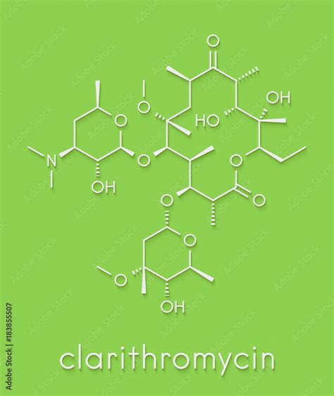Clarithromycin Antibiotic Drug Macrolide Class Molecule Skeletal Formula Stock Illustration