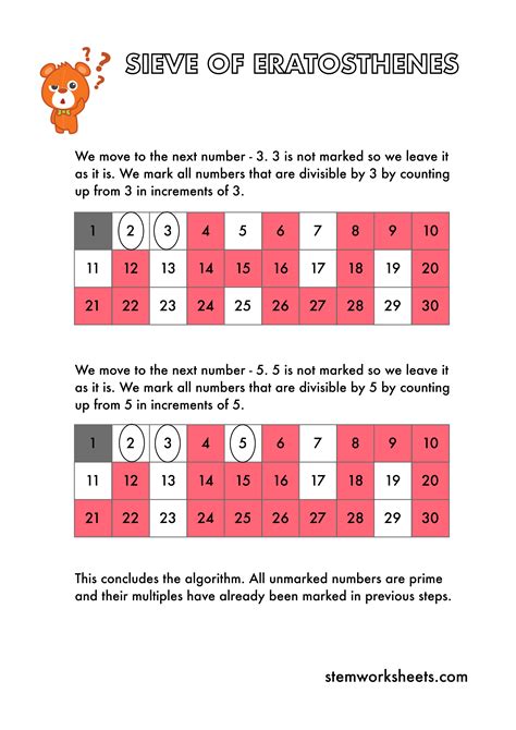 Free Prime Numbers Algorithm Sieve Of Eratosthenes Stemworksheets