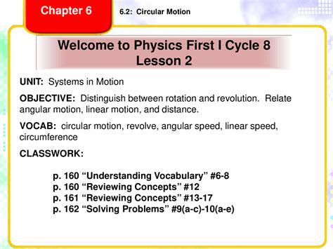 Welcome To Physics First I Cycle 8 Lesson 2 Lecture Notes Physics Docsity