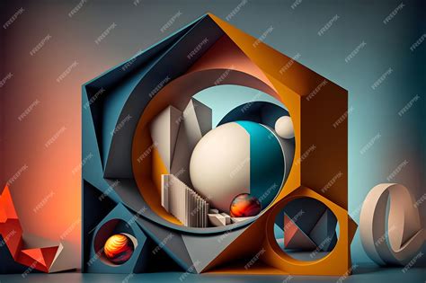 Premium Photo Abstract Minimalistic Geometric Shapes Scene Neural Network Generated Art