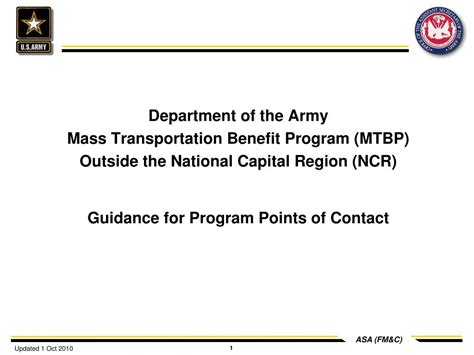 Ppt Department Of The Army Mass Transportation Benefit Program Mtbp Powerpoint Presentation