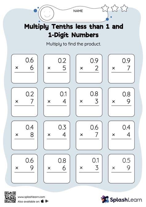Multiply Tenths Less Than 1 And 1 Digit Numbers Vertical
