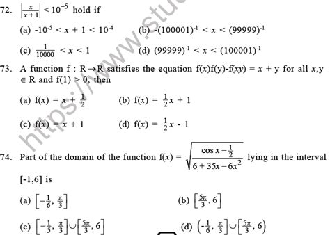Jee Mathematics Relation And Functions Mcqs Set C With Answers