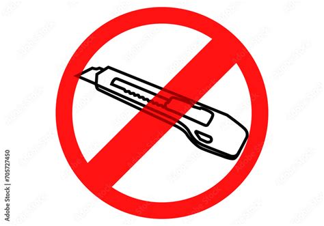 Señal De Prohibido Objetos Cortantes O Cutters Stock Vector Adobe Stock