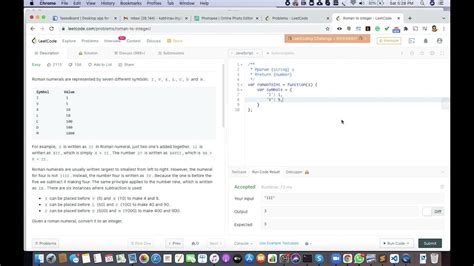 Leetcode13 Roman To Integer In Javascript Youtube