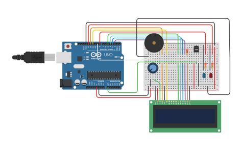 Circuit Design Lcd With Tmp36 Sensor Buzzer Dpsd17112 Tinkercad