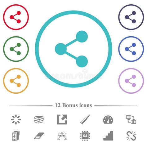 Share Flat Color Icons In Circle Shape Outlines Stock Vector Illustration Of Internet Partake