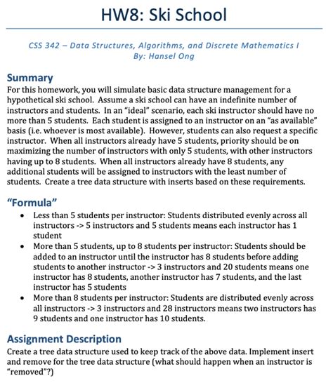 Hw8 Ski School Css 342 Data Structures