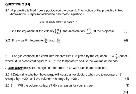 Solved QUESTION A Projectile Is Fired From A Chegg