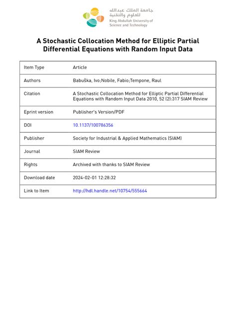 A Stochastic Collocation Method Pdf Partial Differential Equation