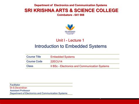 Lecture 1 Ppt Introduction To Embedded Systemspptx