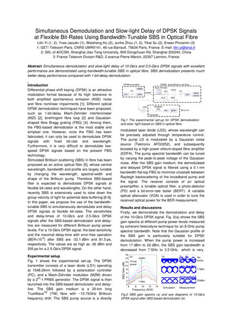 Pdf Simultaneous Demodulation And Slow Light Delay Of Dpsk Signals At Flexible Bit Rates Using