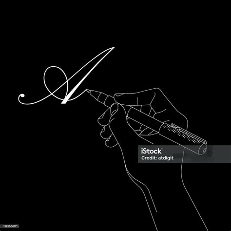 펜 필기 편지 A 고립 된 플랫 스타일 흰색 라인에 검은 색 라이너 스타일 윤곽 개념에 대한 스톡 벡터 아트 및 기타 이미지 개념 계획 교육 Istock
