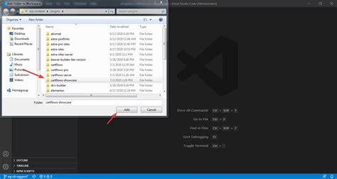 vscode how to add folder in workspace