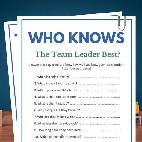 Team Building Games Who Knows The Team Leader Best Team Building