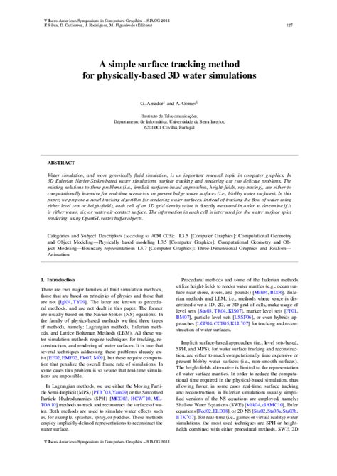 Pdf A Simple Surface Tracking Method For Physically Based 3d Water Simulations
