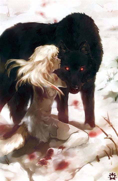 Anime Girl Hugging A Wolf Anime Girl Hugging A Wolf