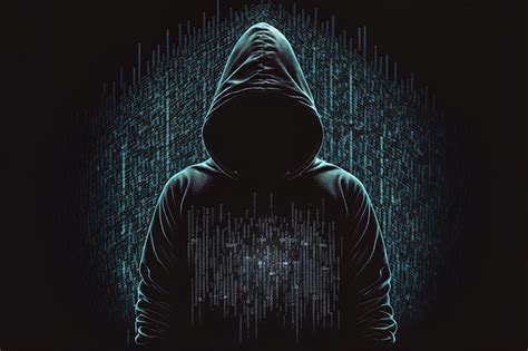 Premium Photo The Hacker Was Wearing A Black Hoodie Stealing Huge Financial Data On Computers