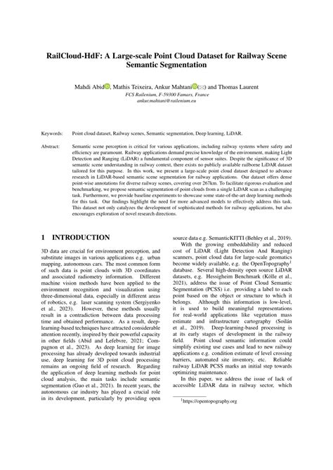 Pdf Railcloud Hdf A Large Scale Point Cloud Dataset For Railway