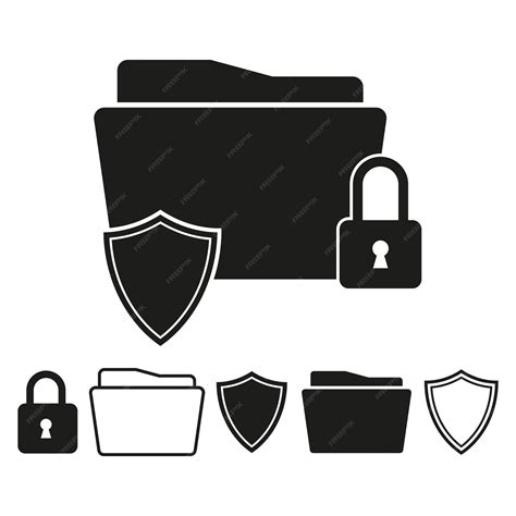 Premium Vector Secure Folder Icons Set Data Protection And Cybersecurity Symbols Vector