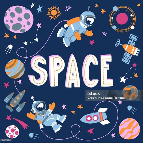 우주 Ufo 우주선 별에서 우주 비행사의 색상 이미지의 집합입니다 행성 혜성 운석 과학에 대한 스톡 벡터 아트 및 기타 이미지 Istock