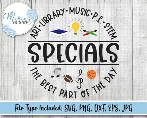 Specials Teacher Svg Art Music Library P E Stem Digital Files