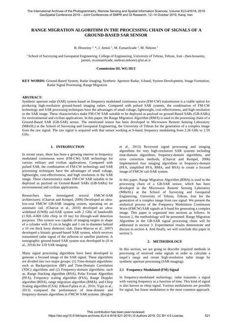 pdf range migration algorithm in the processing chain of · radar signal processing range