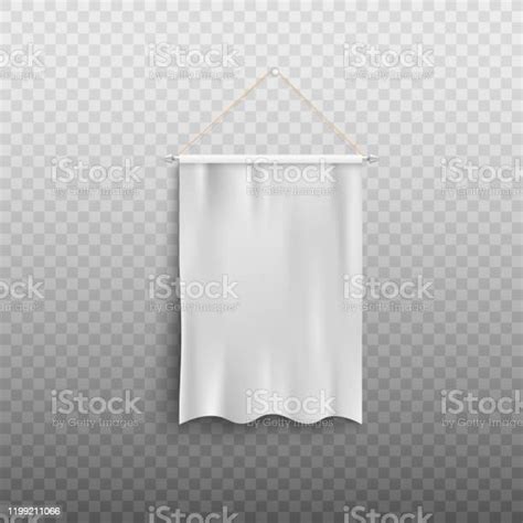 흐르는 실크 패브릭과 빈 현실적인 흰색 페넌트 고립 된 모형 0명에 대한 스톡 벡터 아트 및 기타 이미지 0명 3차원 형태