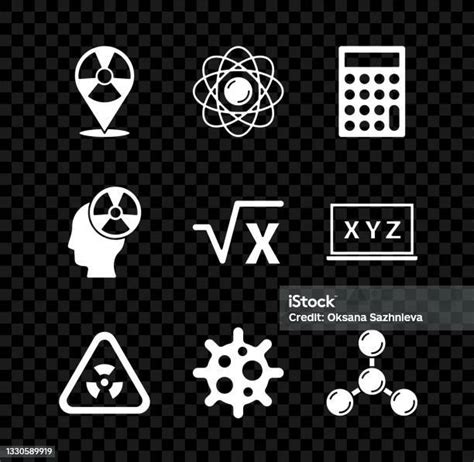 위치에 방사성 설정 원자 계산기 방사선삼각형 바이러스 분자 머리와 기호와 X 글리프 아이콘의 사각형 뿌리 벡터 건강 진단에 대한 스톡 벡터 아트 및 기타 이미지 Istock