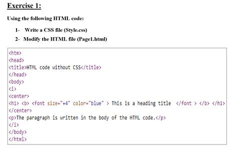 Solved Exercise 1 Using The Following HTML Code 1 Write A Chegg