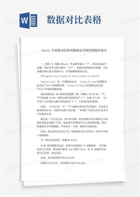 Excel中表格对比两列数据是否相同的操作技巧图文word模板下载编号qyxbgwwn熊猫办公 Excel中表格对比两列数据是否相同的操作技巧图文word模板下载编号qyxbgwwn熊猫办公