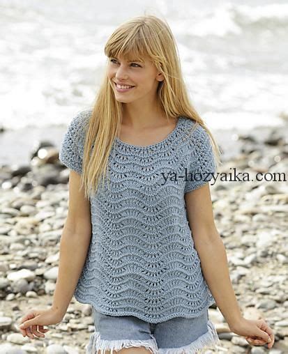 Топ спицами волнистым узором Koftmönster Crochet Pattern Stickning Mönster Gratis