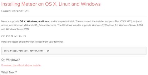 Installing Meteor First Step In Meteor Training The Ostrich