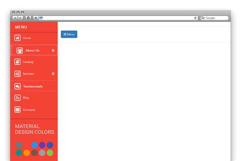 Slide Sidebar Menu Flat Color Creative Htmlcss Themes ~ Creative Market