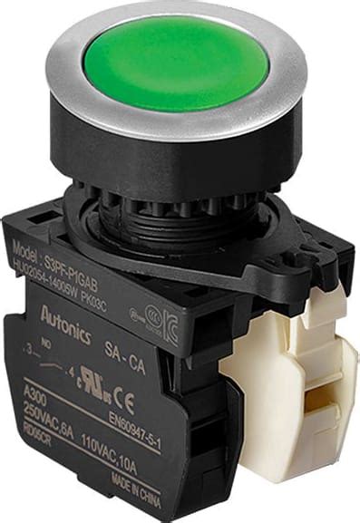 Autonics S3pf P1gab Non Illuminated Flush Push Button Diameter 30 Green 1 Normal Open 1