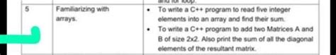 Solved Familiarizing With Arrays • To Write A C Program To