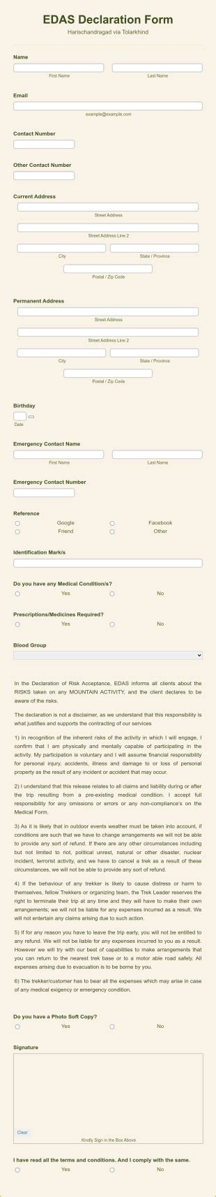 Vehicle Declaration Form Template Jotform