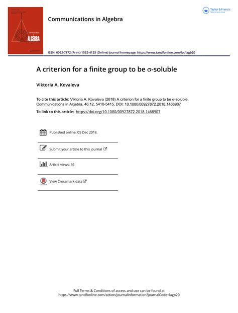 Pdf A Criterion For A Finite Group To Be σ Soluble