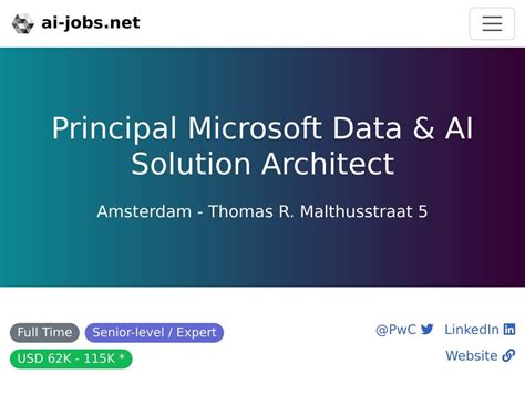 [hiring] principal microsoft data and ai solution architect in amsterdam thomas r malthusstraat