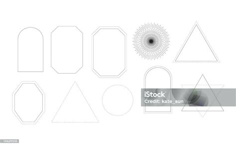 선형 스타일의 최신 벡터 기하학적 모양입니다 검은 색 삼각형 원 마름모 다각형 선과 점선 브랜드 포장 화장품 보석 상점 잡지에 대한 완벽한 로고 0명에 대한 스톡 벡터 아트