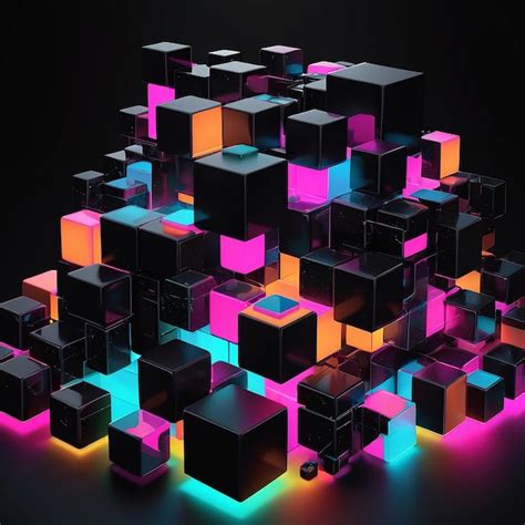 Abstract 3d Rendering Of Colorful Cubes Premium Ai Generated Image