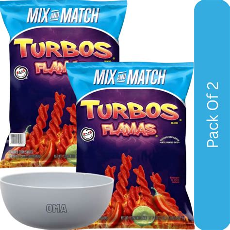 Sabritas Turbos Flama Corn Snacks 19125 Oz 2pk With Olive White Bowl