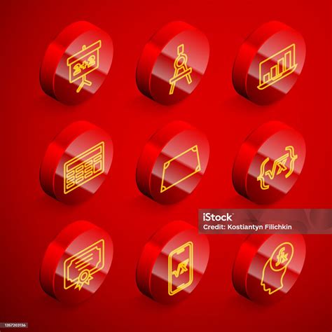 세트 라인 칠판 드로잉 나침반 그래프 차트와 노트북 계산기 급성 사다리꼴 모양 X 글리프의 사각형 뿌리 인증서 템플릿 및 아이콘