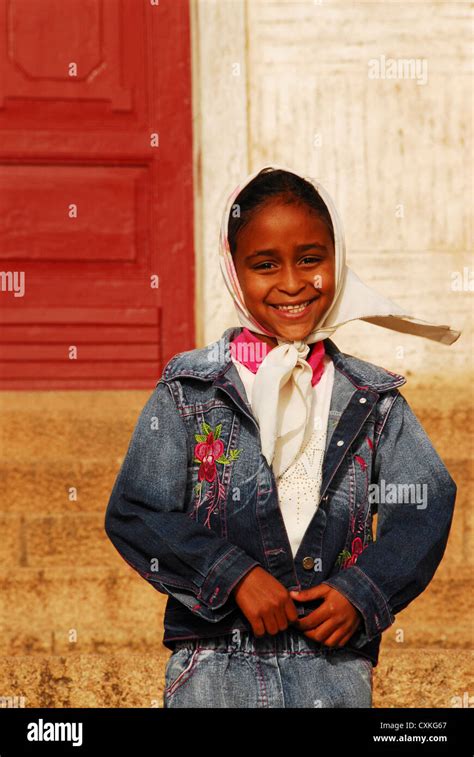 Eritrea Asmara Portrait Of A Cheerful African Girl Smiling Stock