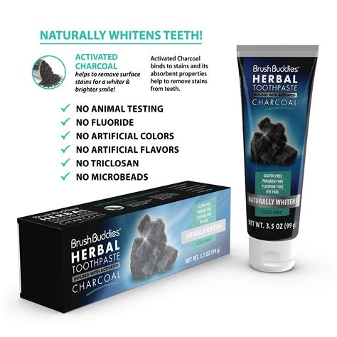Brush Buddies Herbal Toothpaste With Activated Charcoal 35 Oz