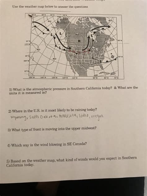 Solved Use The Weather Map Below To Answer The Questions D Chegg Com